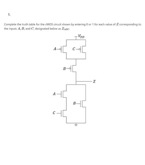 Solved Complete The Truth Table For The Cmos Circuit Shown