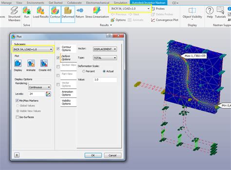 solved metal forming simulation using nonlinear material and contact