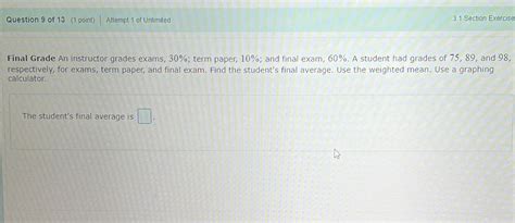 Solved 3 1 Section Exercise Question 9 Of 13 1 Point
