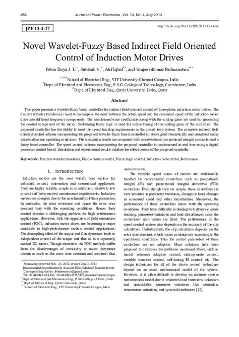 pdf novel wavelet fuzzy based indirect field oriented control of