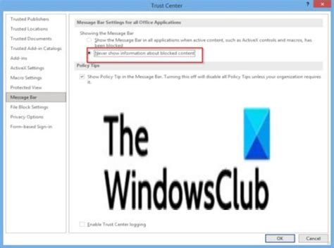 Enable And Disable Security Alerts On The Message Bar In Office