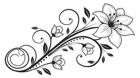 Abstract Floral Scroll Design Featuring A Starlike Flower Center