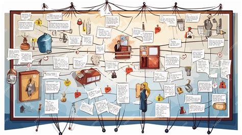 Detective Board Pinboard Crime Investigation Map Premium Ai Generated