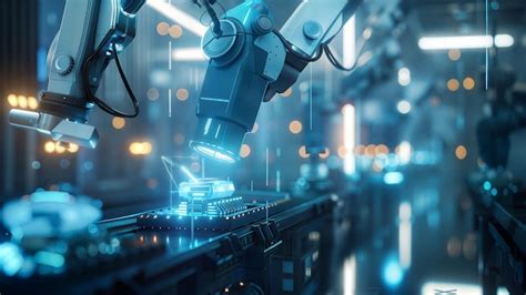 Advanced Robotics In Hightech Smart Factory Futuristic Automated Manufacturing Technology