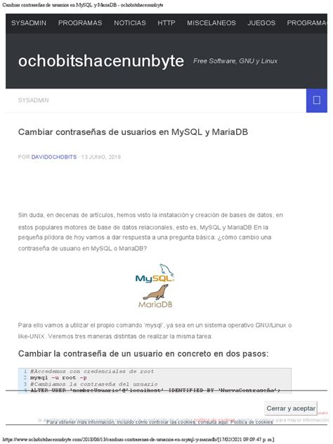 Cambiar Contraseñas De Usuarios En Mysql Y Mariadb