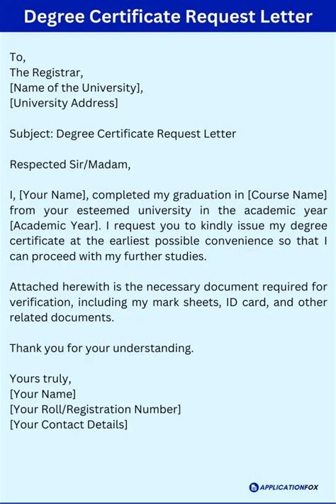 Samples Request Letter For Degree Certificate