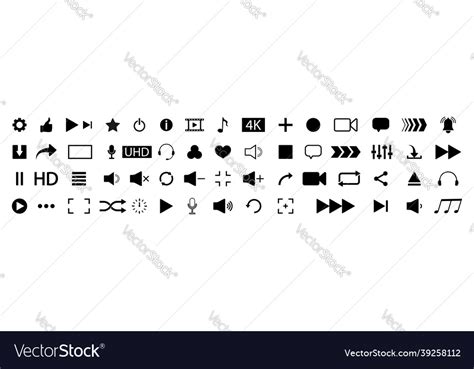 Media Player Icon Music And Video Play Button Set Vector Image