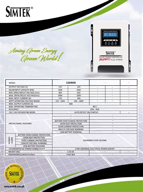 Simtek Mppt Plus Hybrid Solar Charge Controller 100v Voc 60amp Fully Automatic With Dual Lcd