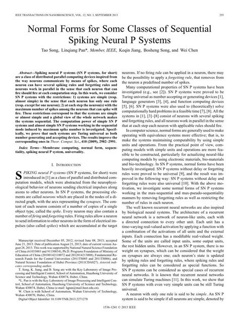 Pdf Normal Forms For Some Classes Of Sequential Spiking Neural P