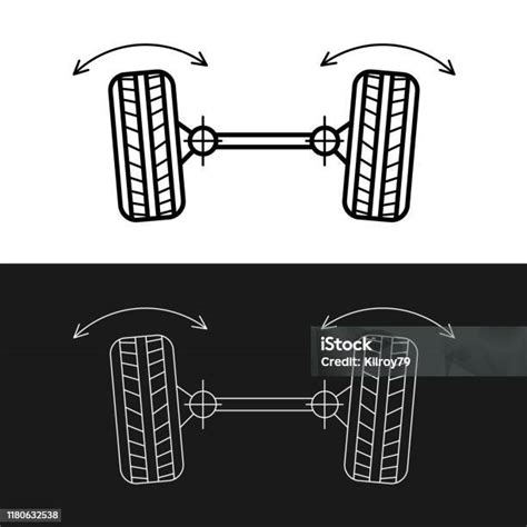 휠 정렬 선 아이콘입니다 자동차 서스펜션 각도 조정 축 제어 기호입니다 조정 가능한 스트로크 너비 순서에 대한 스톡 벡터 아트 및 기타 이미지 Istock