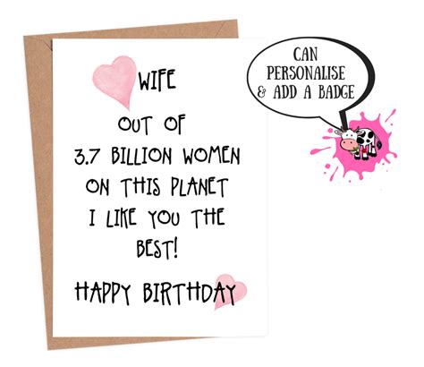 Funny Wife Birthday Cards Funny Birthday Cards Personalised