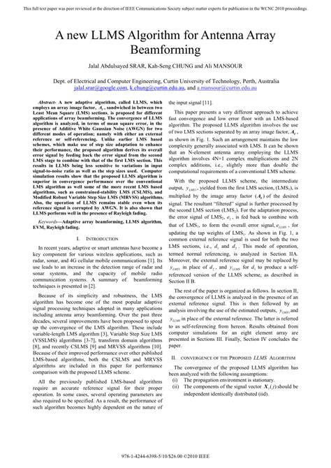 Pdf A New Llms Algorithm For Antenna Array Beamforming