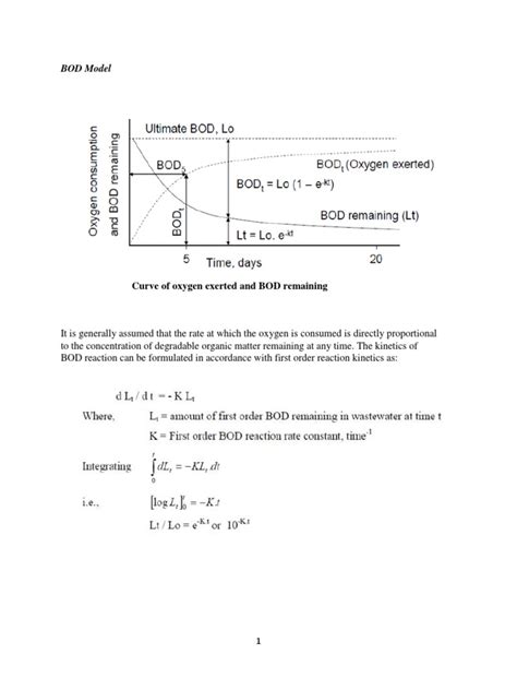 Topic 4 2 Bod Model And Oxygen Sag Curve Pdf Sewage Water