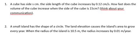 Solved 1 A Cube Has Side Scm The Side Length Of The Cube Chegg Com