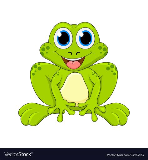 Cartoon Frog Cute Character Isolated On White Vector Image