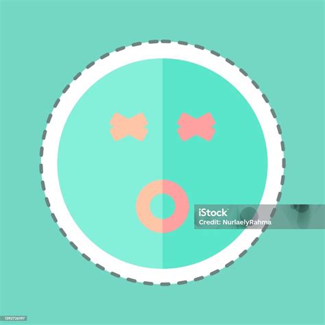 스티커 라인 컷 이모티콘 현기증 이모티콘 기호에 적합합니다 편집 가능한 간단한 디자인 디자인 템플릿 벡터 간단한 기호 그림 3차원 형태에 대한 스톡 벡터 아트 및 기타