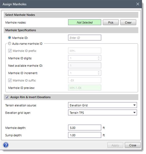 Draw And Assign Manholes Command Civilgeo Knowledge Base