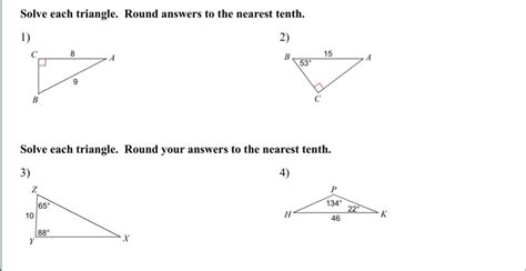 solved solve each triangle round answers to the nearest