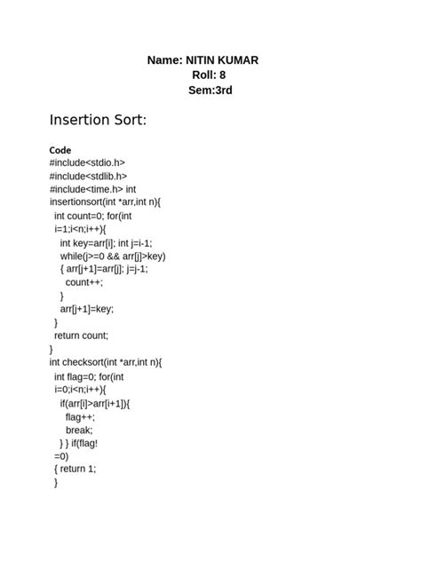 Insertion Sort Pdf Teaching Methods And Materials