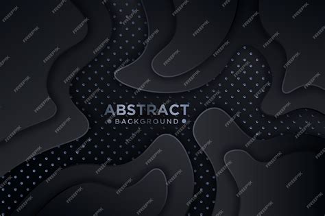 Premium Vector Black Paper Cut Background Abstract Realistic Papercut Decoration With Wavy Layers
