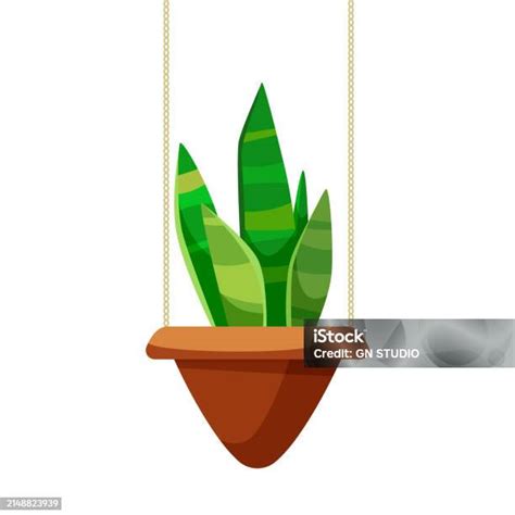 매달려 화분에 심은 식물 그림 평면 그래픽 스타일 흰색 배경에 고립 가정 장식의 개념 벡터 일러스트 레이 션 0명에 대한 스톡