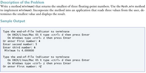 Solved Description Of The Problem Write A Method Minimum3 Chegg