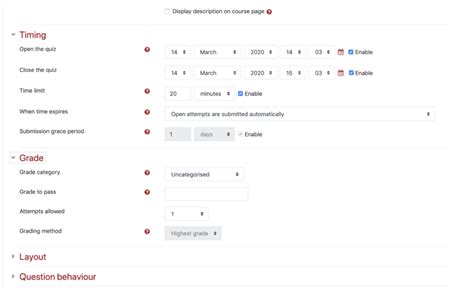 Editing Quiz Settings Faculty Resources