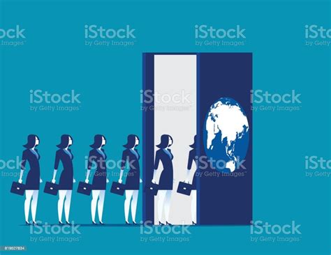 비즈니스 사람들이 일 하는 세상을 입력입니다 컨셉 비즈니스 벡터 일러스트입니다 걷기에 대한 스톡 벡터 아트 및 기타 이미지 걷기 기업 재무와 산업 벡터 Istock