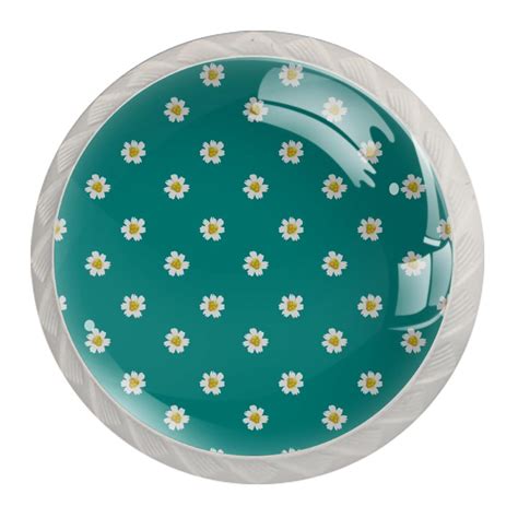 4 Pcs White Daisy Knobs For Kitchen Cabinet Cupboard Dresser Bookcase Drawer Pulls Handles Round