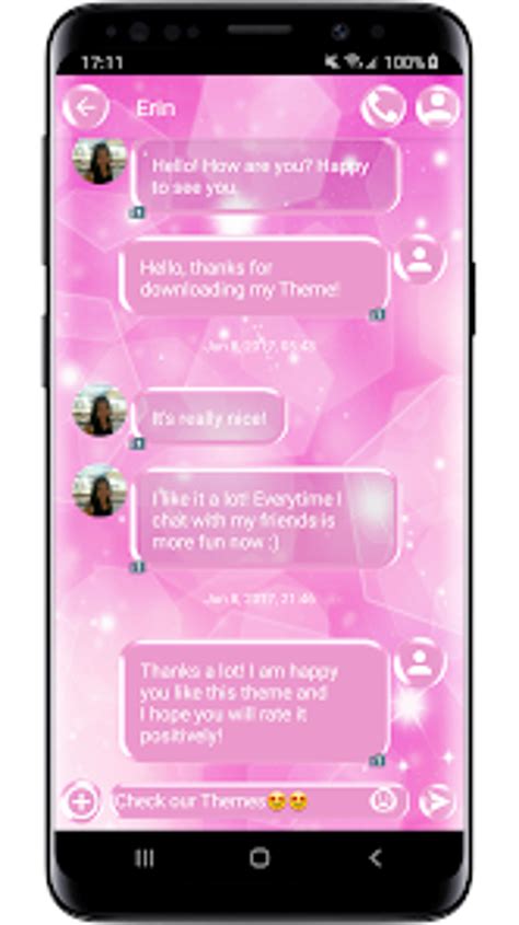 Sms Theme Sparkling Pink 2 For Android Download