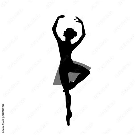Ballerina Dancer Poses Silhouette Isolated On White Background Stock