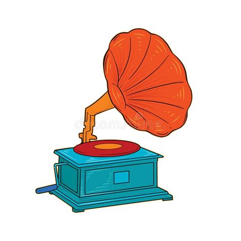 Colorful Vintage Gramophone Vector Retro Music Player With Horn
