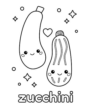 Ilustración De Lindo Calabacín De Dibujos Animados Con Cara Página Para