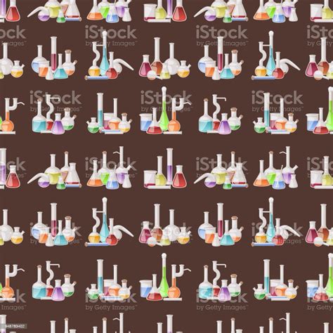 화학 플라스 크 실험실 벡터 실험실 유리 튜브 액체 바이오 분석 튜브 의료 과학 장비 완벽 한 패턴 배경 건강 진단에 대한 스톡 벡터 아트 및 기타 이미지 Istock
