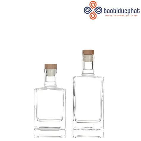Chai Rượu Thủy Tinh Vuông Nắp Bần 500ml 750ml Bao Bì Đức Phát