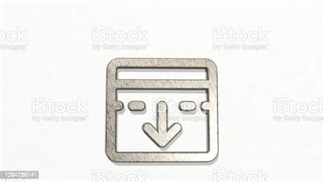 앱 창은 밝은 배경이있는 벽에 반짝이는 금속 조각의 3d 그림으로 아래로 이동합니다 아이콘 및 디자인 0명에 대한 스톡 사진 및 기타 이미지 Istock