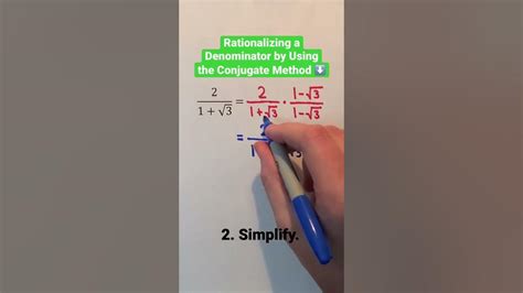 Rationalizing A Denominator By Using The Conjugate Method Shorts Algebra Math Maths