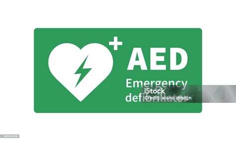 Aed 벡터 아이콘입니다 비상 제세동기 기호 자동 외부 제세동기 벡터 그림입니다 자동 심장충격기에 대한 스톡 벡터 아트 및 기타