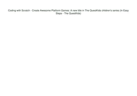 Ppt Pdfread Coding With Scratch Create Awesome Platform Games A