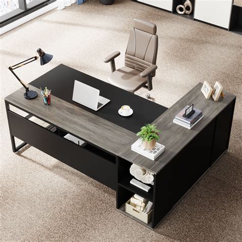 70 8 Executive Desk With File Cabinet Large L Shaped Desk On Sale