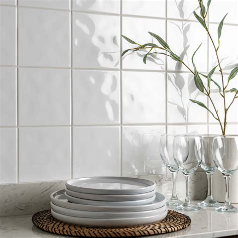 Innocence White Bumpy Gloss Tile 15x15 Walls And Floors