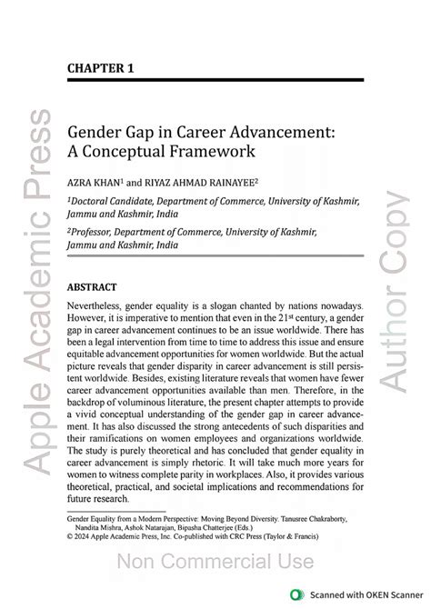 Pdf Gender Gap In Career Advancement A Conceptual Framework