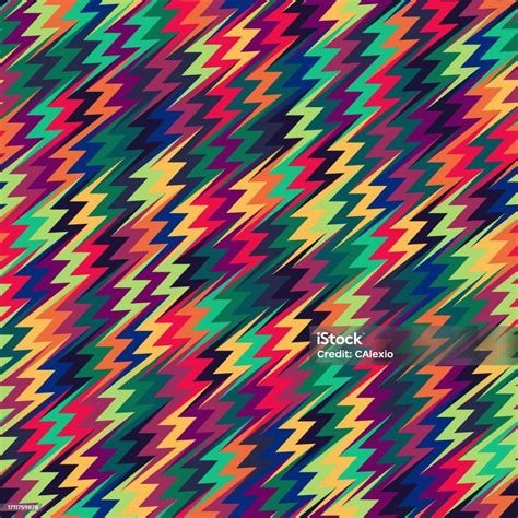 대각선에 배열 된 지그재그 줄무늬의 여러 가지 빛깔의 구성 기하학적 질감 원활한 반복 패턴 벡터 이미지입니다 0명에 대한 스톡 벡터 아트 및 기타 이미지 Istock