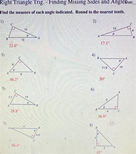 Solved Right Triangle Trig Finding Missing Sides And