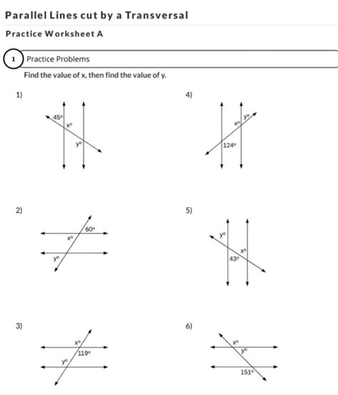 Parallel Lines Cut By A Transversal Worksheets Worksheets Library