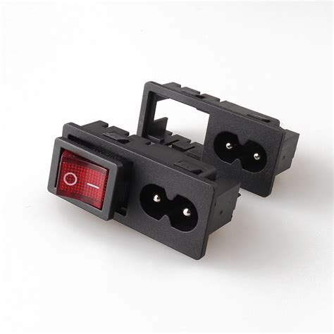 LZ 8 29 2P IEC Power Socket Inlet Electrical Plug AC Power C8 Type Connector With Rocker Switch