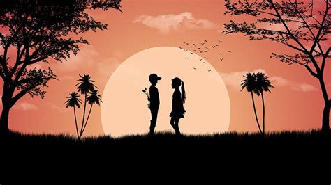 Boy And Girl In Love Silhouette