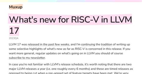 john round on linkedin what s new for risc v in llvm 17