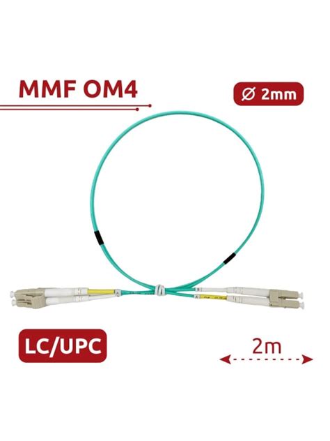 Cabo De Ligação De Fibra ótica Fibra Multimodo Om4 Conector Lc Duplex Upc Comprimento 2m