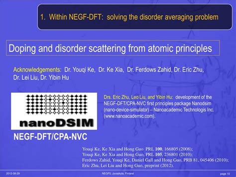 Ppt Device Modeling From Atomistic First Principles Theory Of The